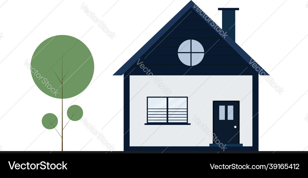 White and blue house on a background Royalty Free Vector