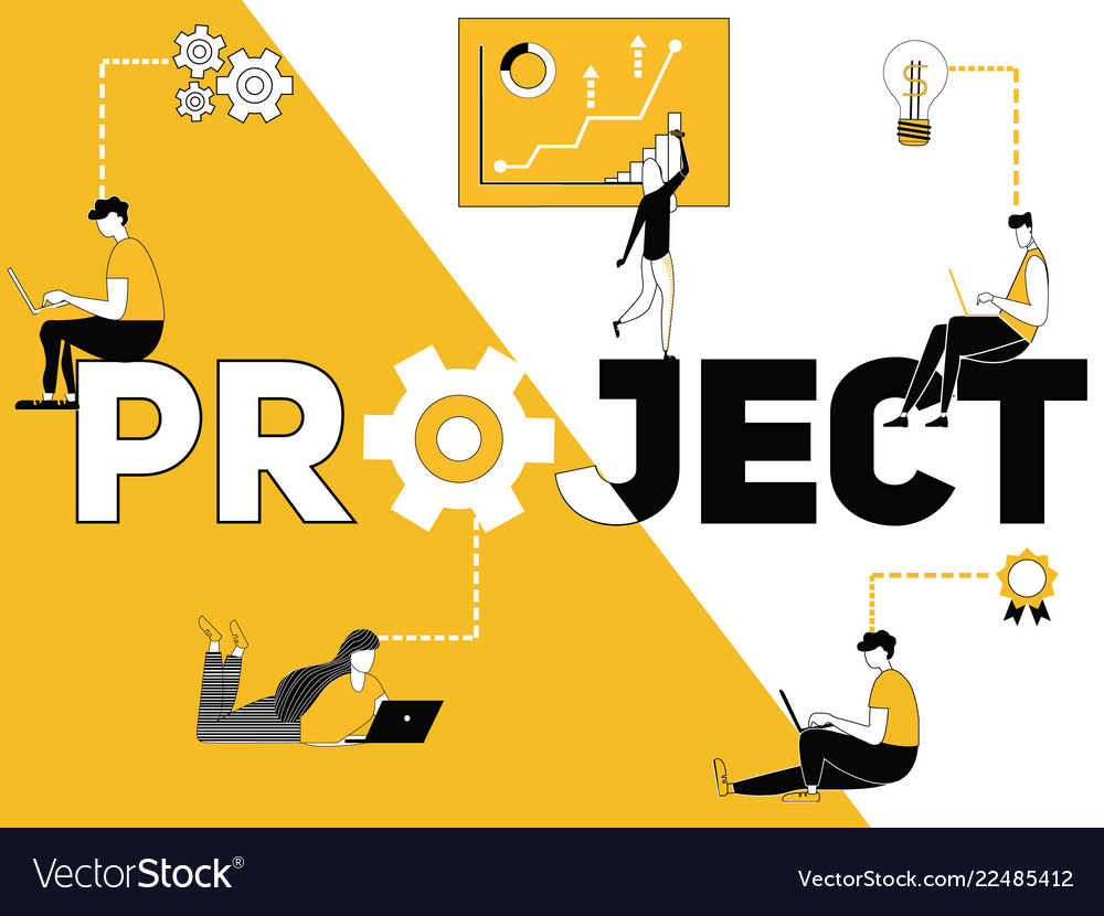 Word concept project and people doing things Vector Image