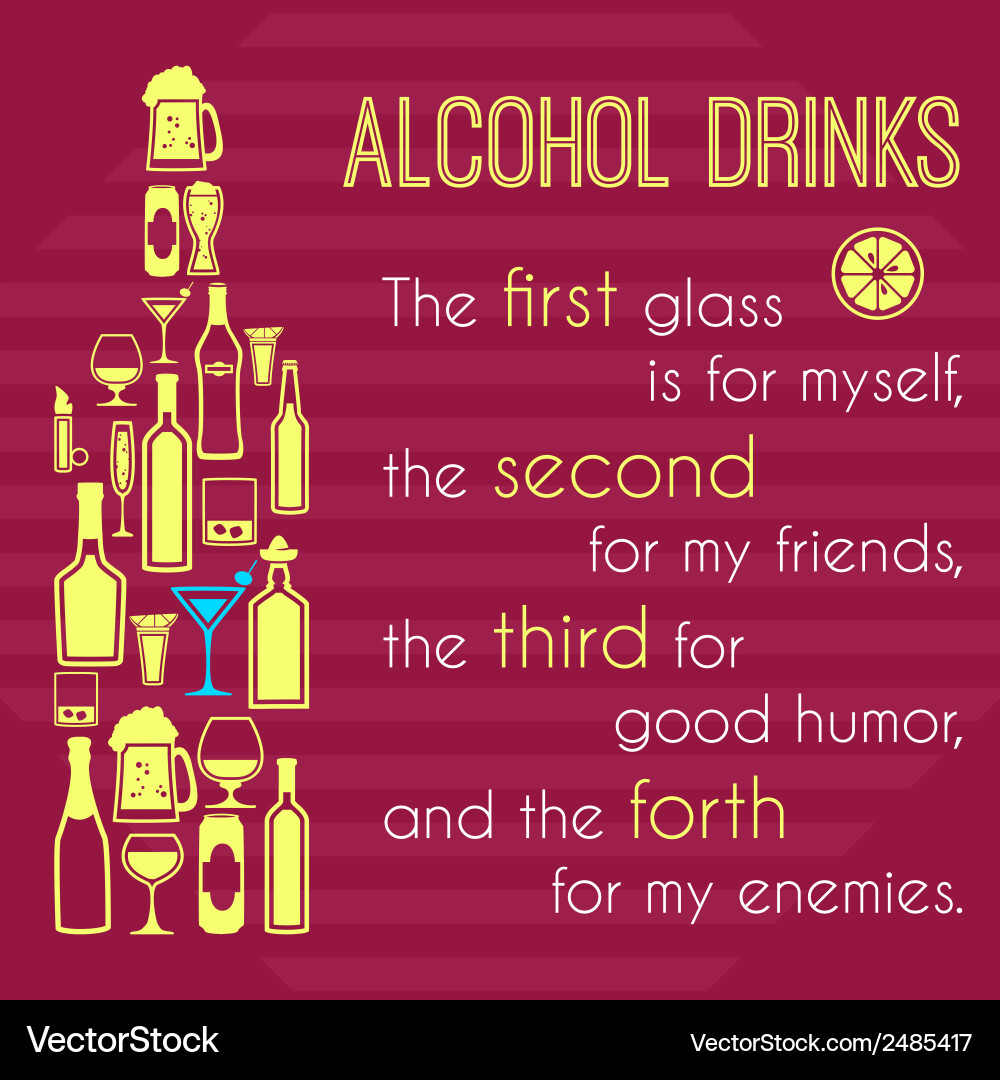 Alcohol poster with bottle icons Royalty Free Vector Image