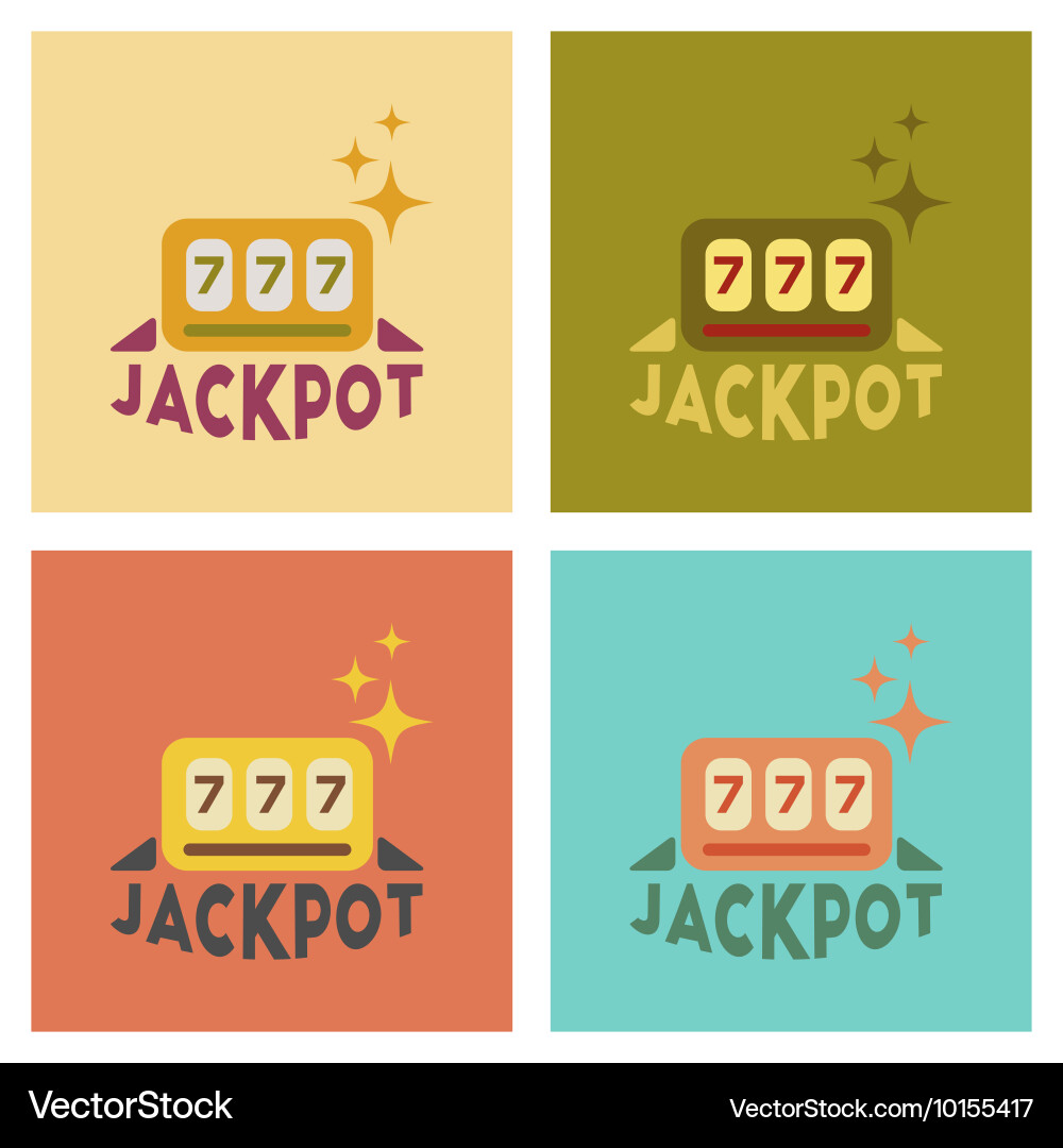 Assembly flat icons poker jackpot Lucky seven Vector Image