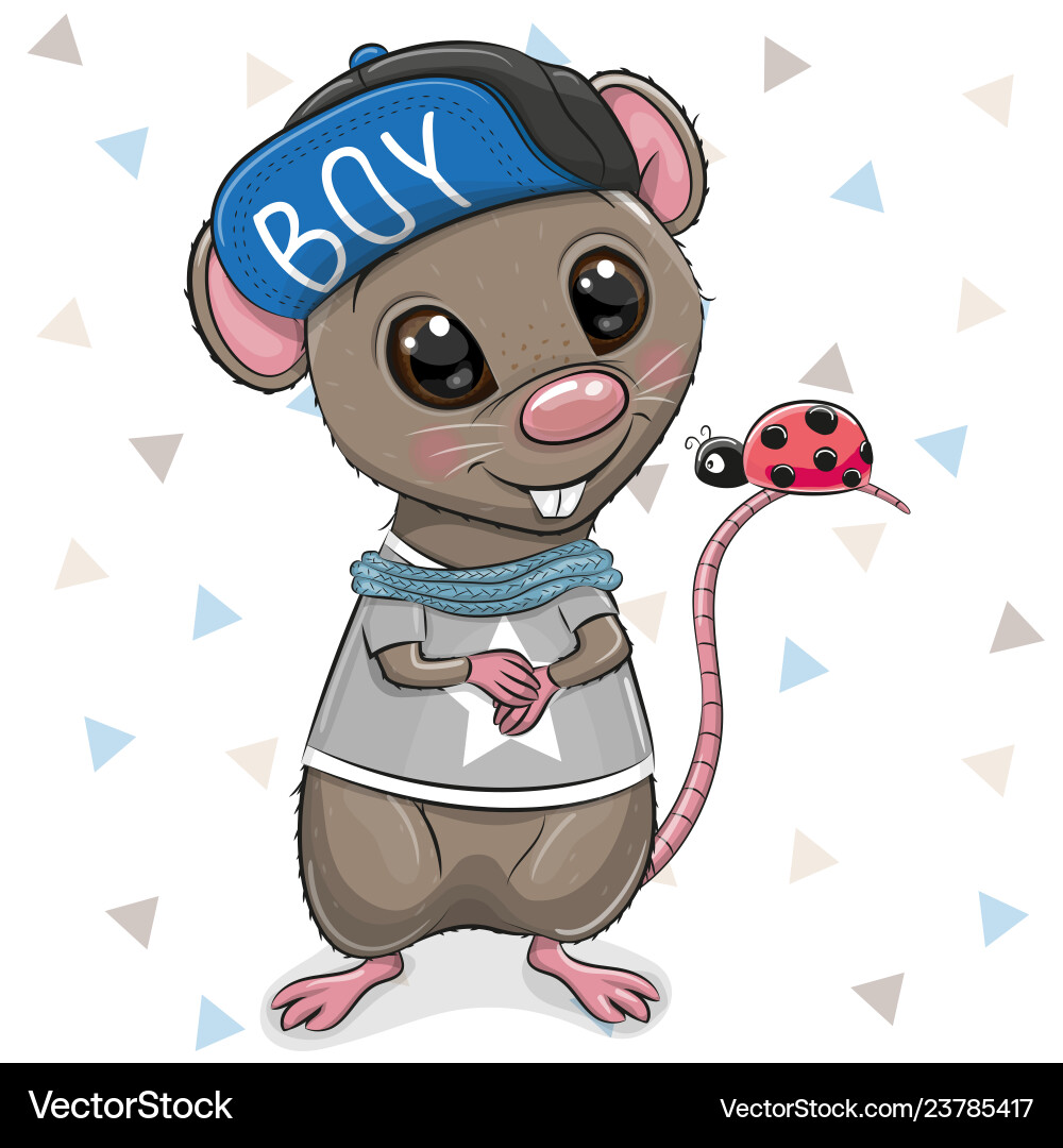 Cartoon rat in cap on a white background Vector Image