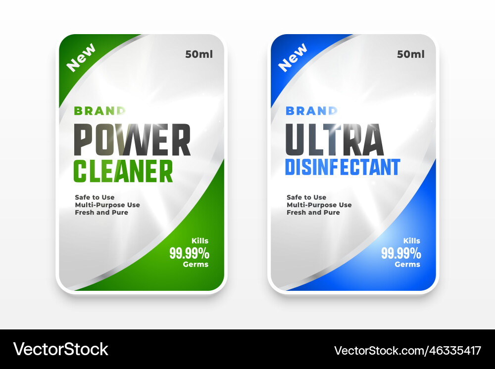 Disinfectant and cleaner labels template design Vector Image