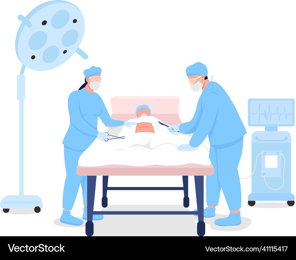 Doctors at surgical procedure flat color faceless Vector Image