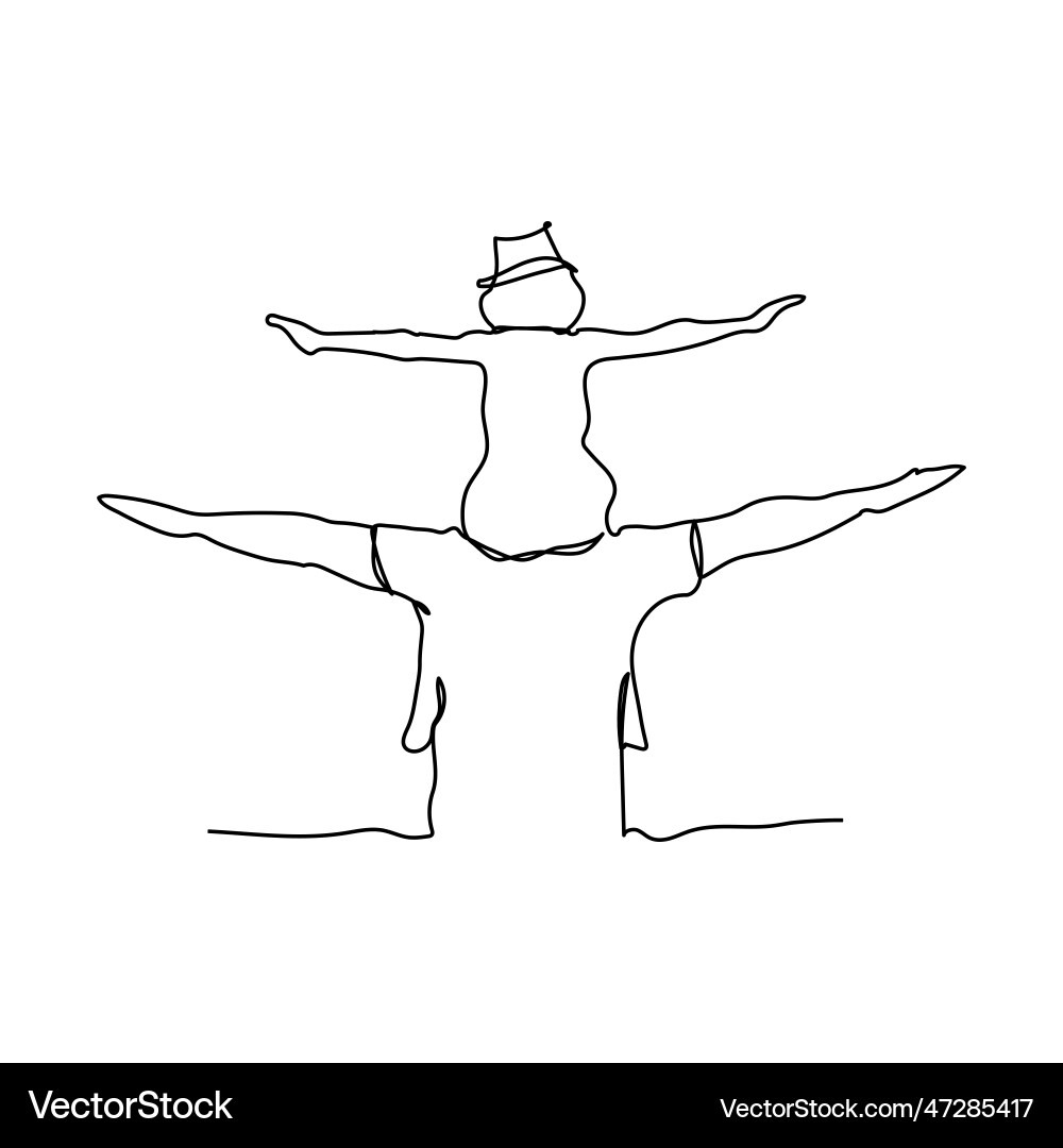 Father and child having fun continuous line art Vector Image