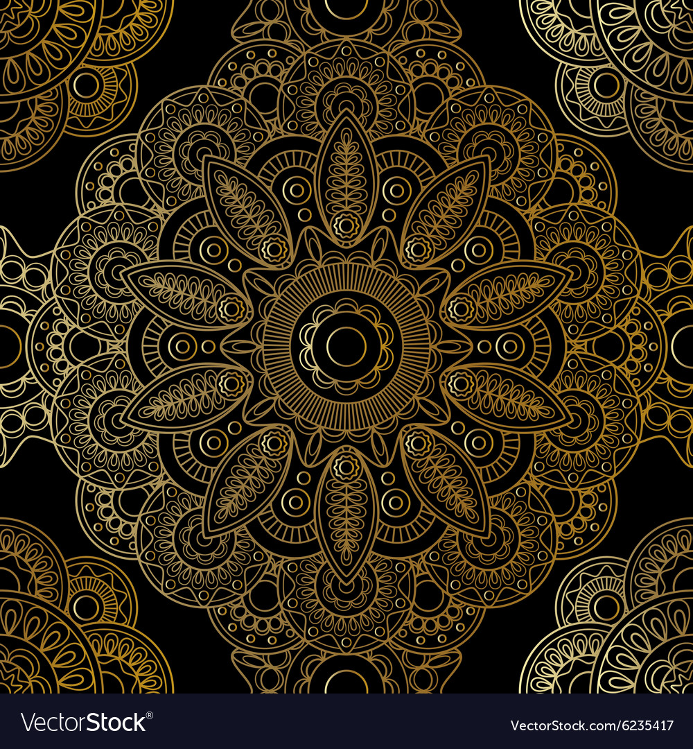 Gold mandala pattern Royalty Free Vector Image
