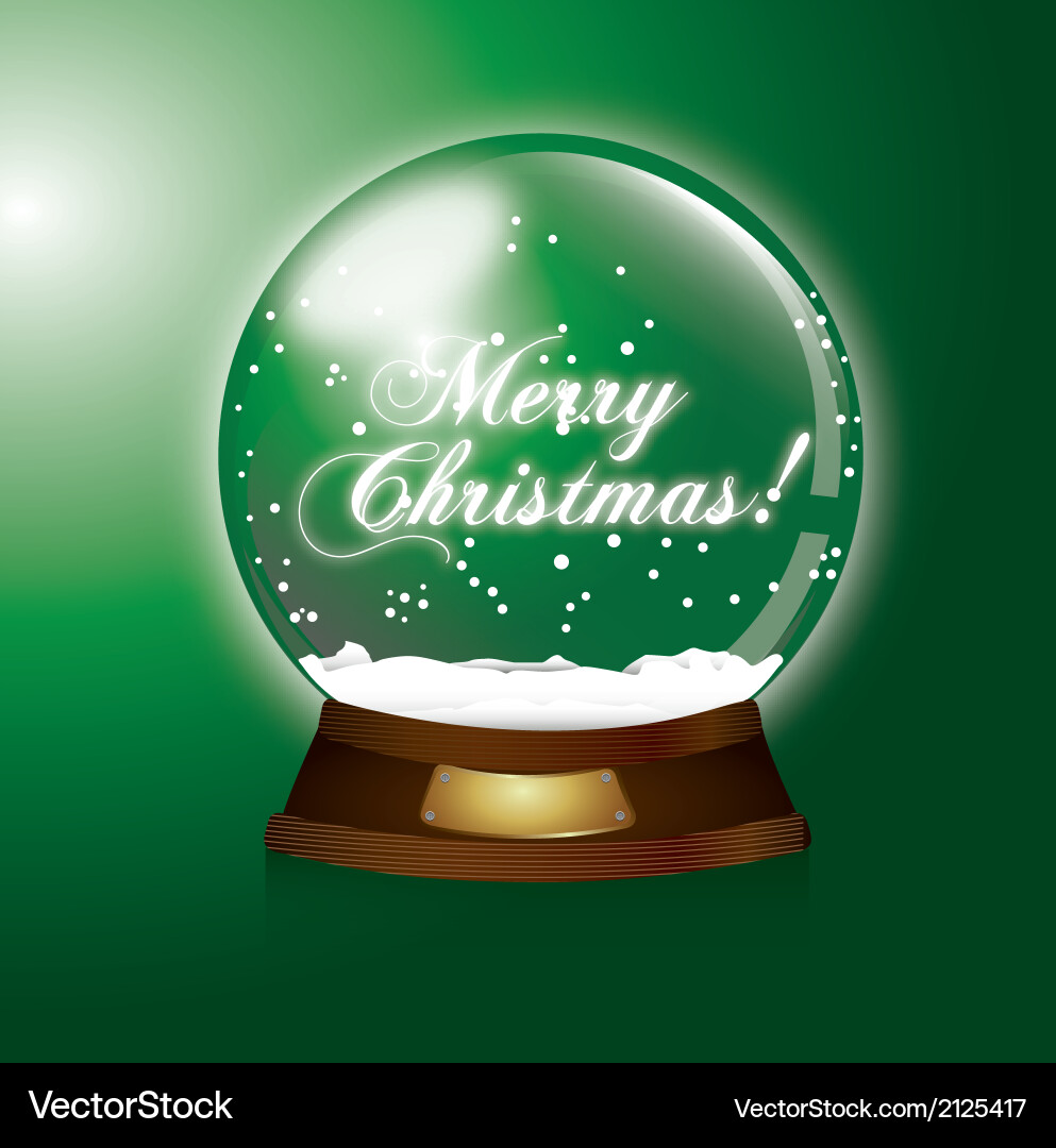 Green christmas snow globe merry Royalty Free Vector Image
