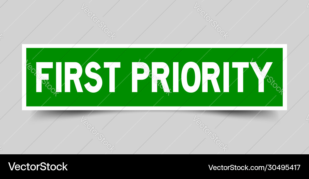 Green color sticker in word first priority Vector Image