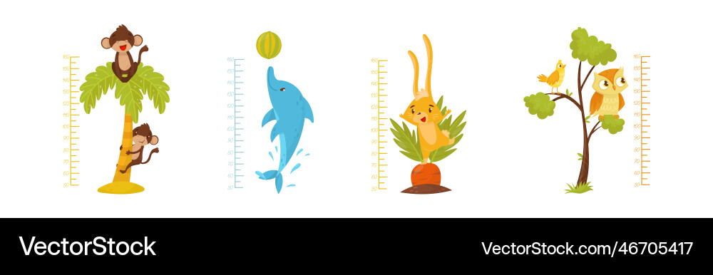 Height chart for kids with funny animals Vector Image