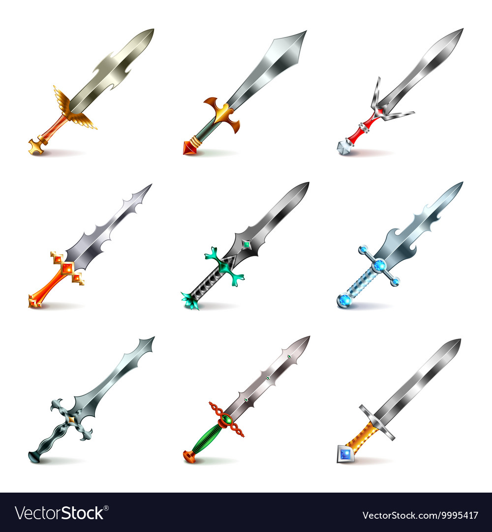 Original swords icons set Royalty Free Vector Image