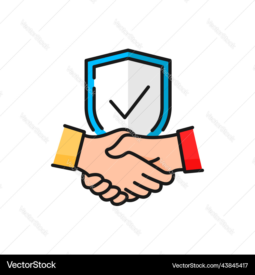 Partnership manager risk insurance handshake icon Vector Image