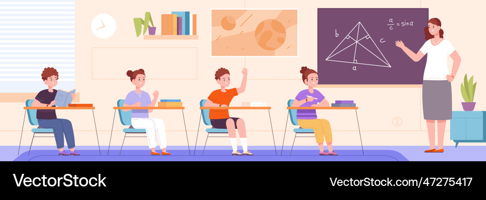 Pupils in class room children student group Vector Image