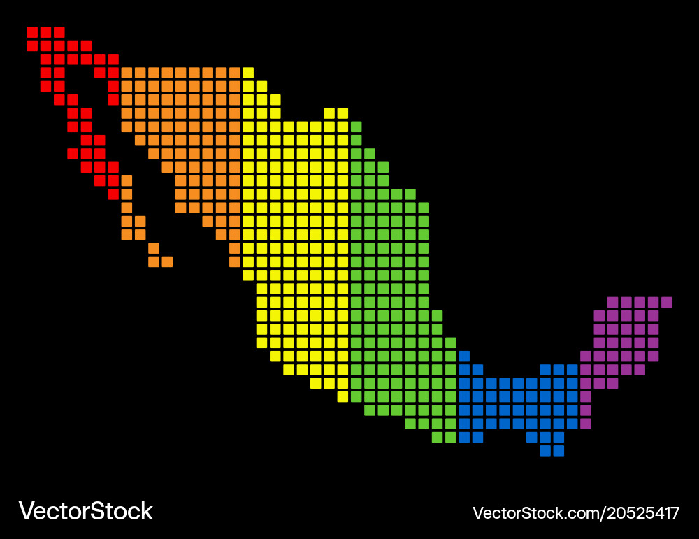 Spectrum dotted lgbt mexico map Royalty Free Vector Image