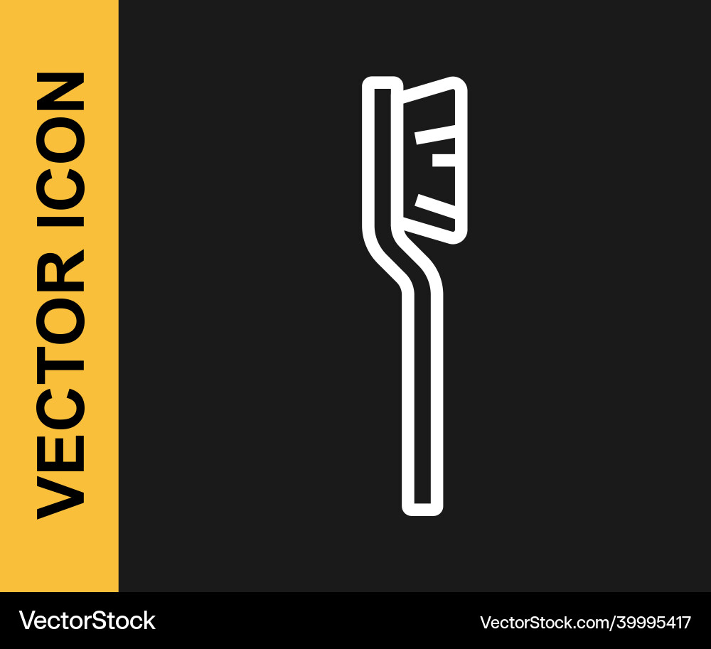White line toothbrush icon isolated on black Vector Image