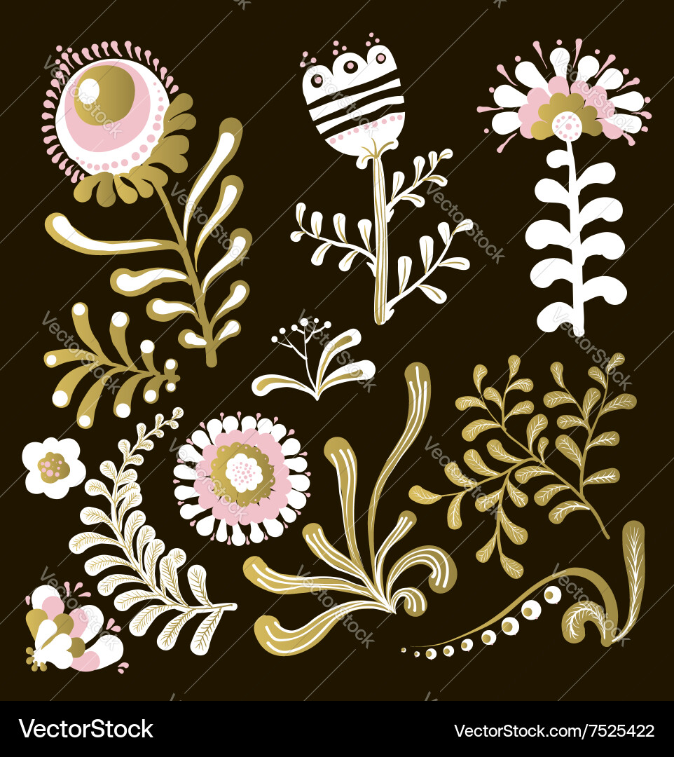 Big set of floral graphic design elements Vector Image