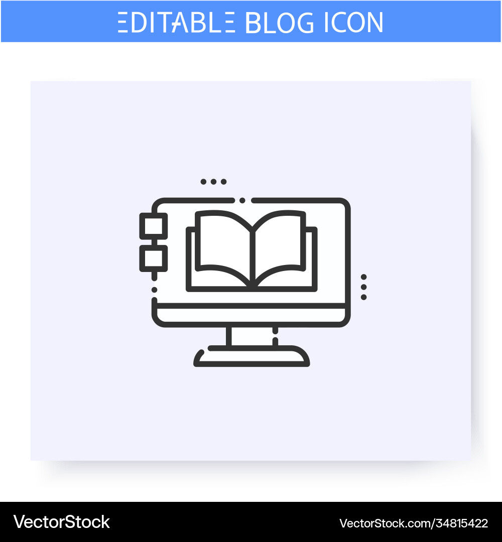 Blog magazine line icon editable Royalty Free Vector Image