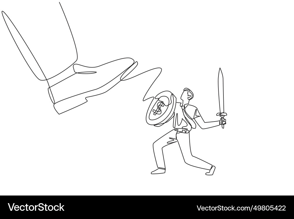 Continuous one line drawing businessman tries Vector Image