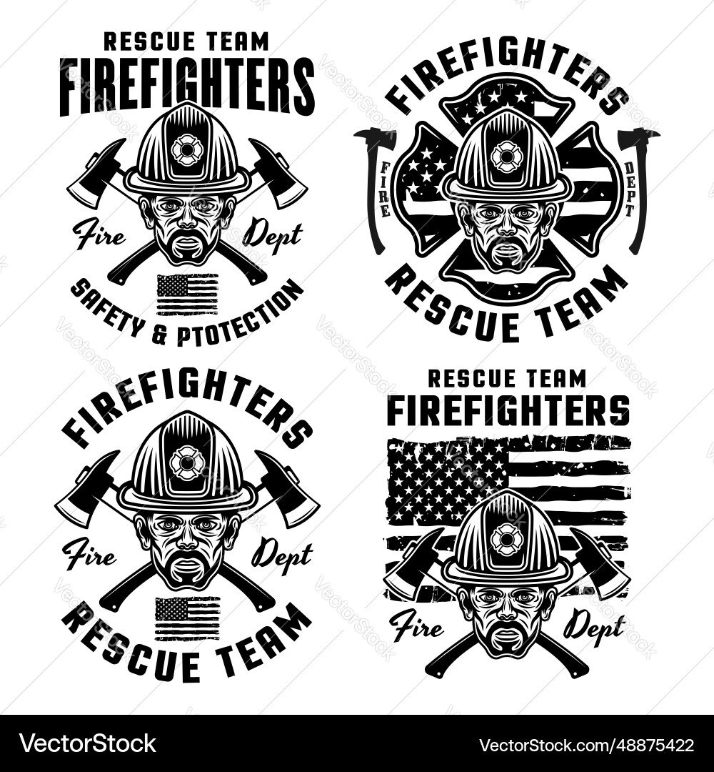 Firefighters set of emblems logos badges Vector Image
