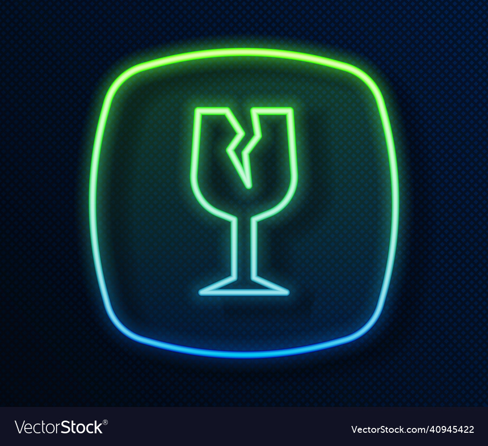 Glowing neon line fragile broken glass symbol Vector Image
