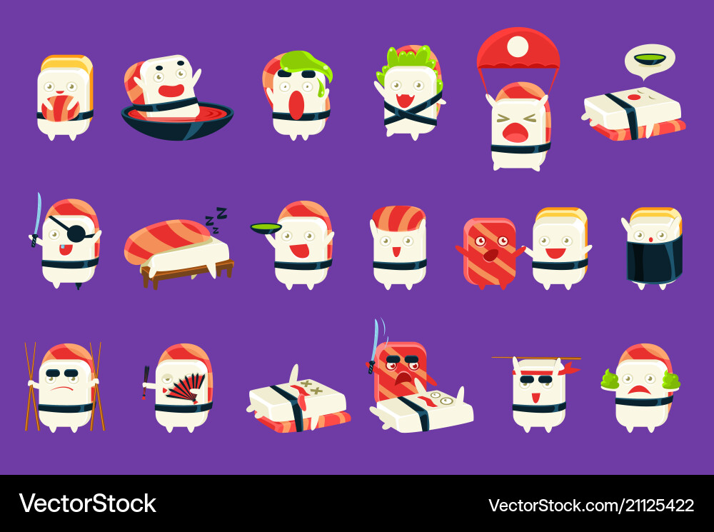 Humanized sushi character japan themed activities Vector Image