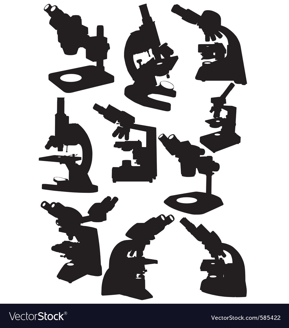 Microscope silhouettes Royalty Free Vector Image