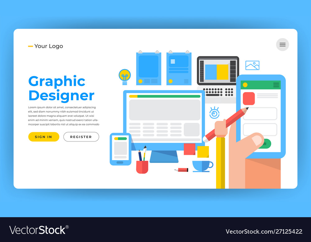 Mock-up design website flat design concept Vector Image
