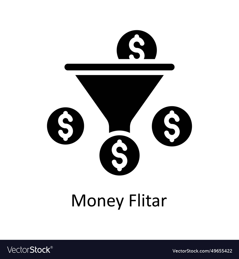 Money filter solid icon design Royalty Free Vector Image Money filter solid icon design Royalty Free Vector Image