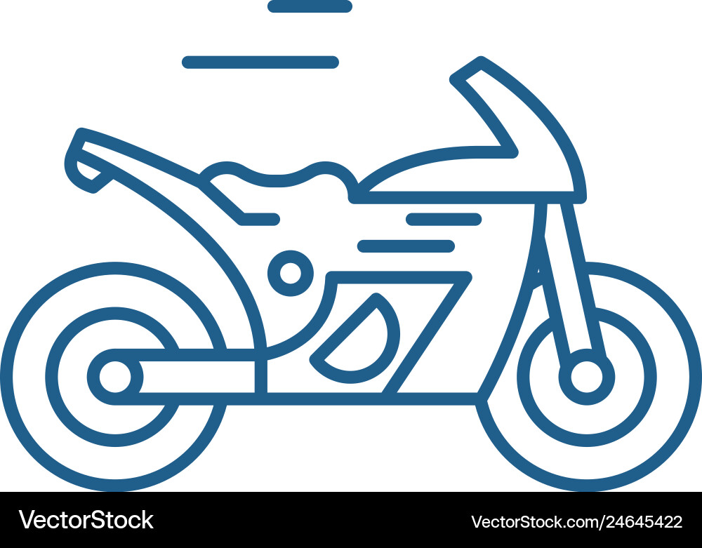Race bike line icon concept flat Royalty Free Vector Image