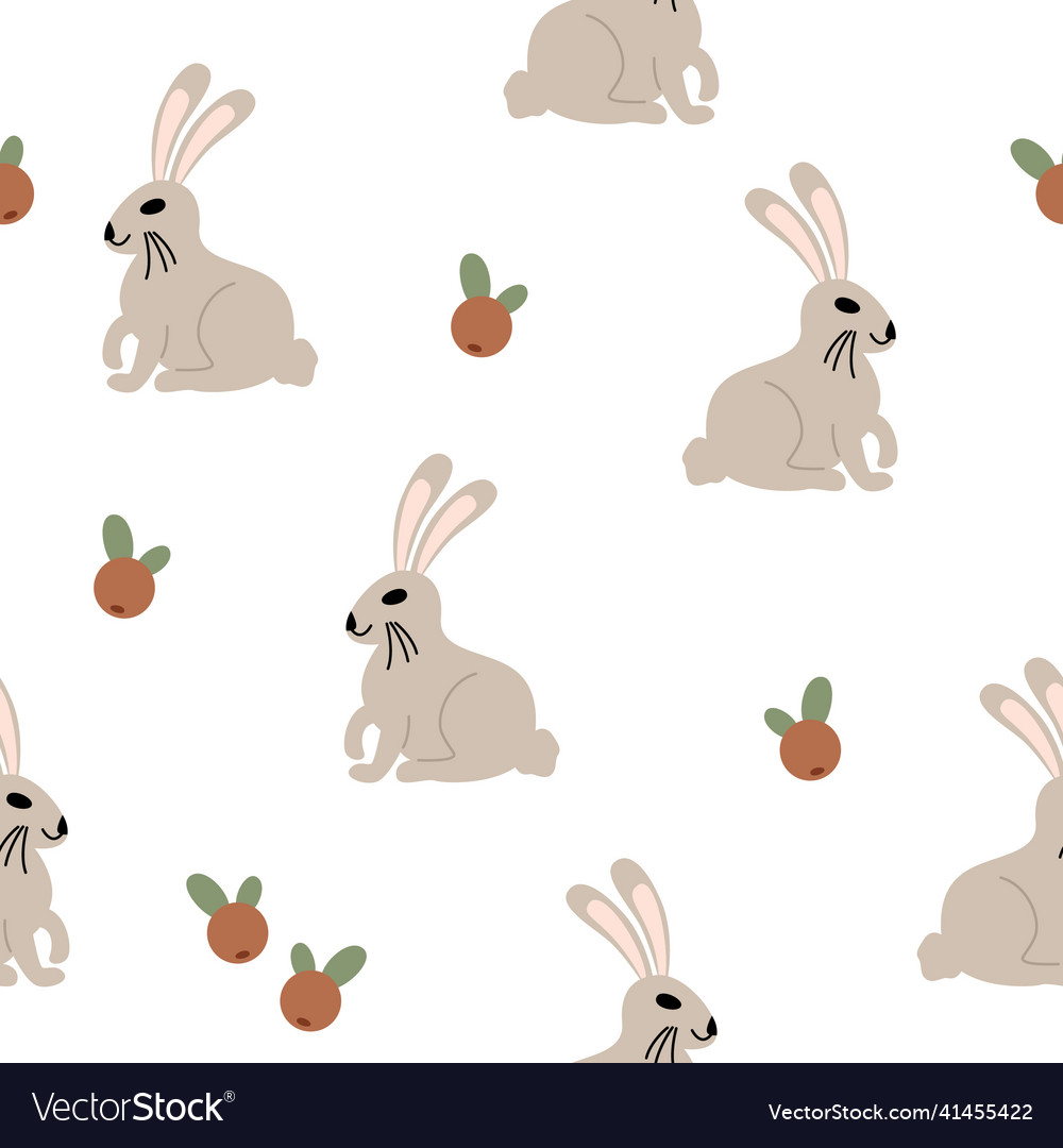 Seamless pattern with rabbit on a white background
