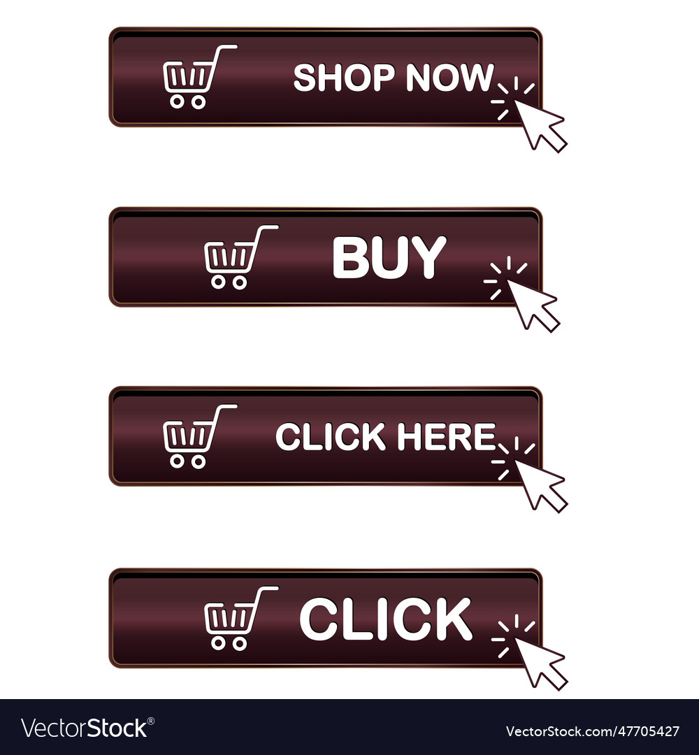 3d click here web buttons set of action button Vector Image 3d click here web buttons set of action button Vector Image