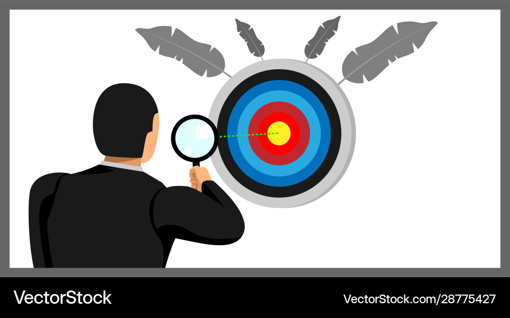 An entrepreneur holding a loop lens looking at Vector Image