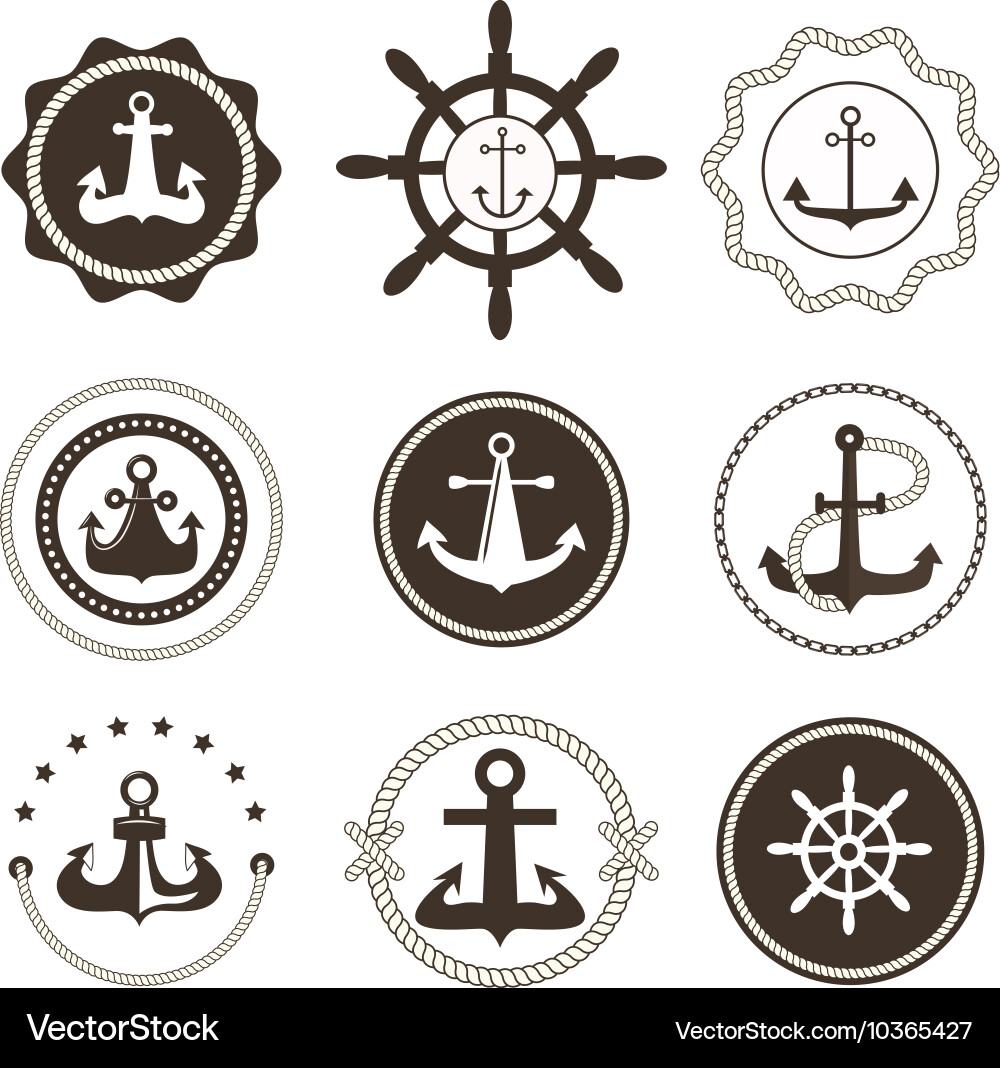 Anchor symbols badge Royalty Free Vector Image