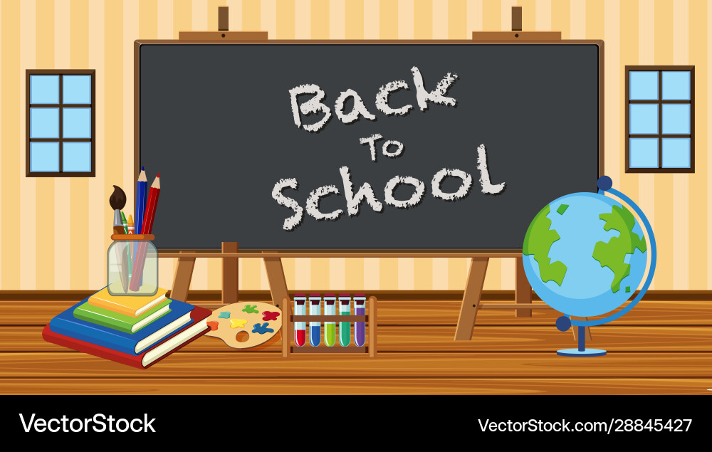 Back to school sign in classroom Royalty Free Vector Image