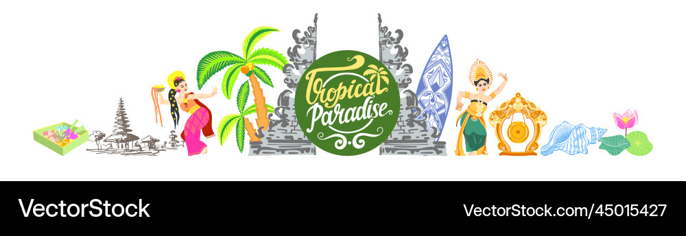 Bali indonesia flat balinese Royalty Free Vector Image