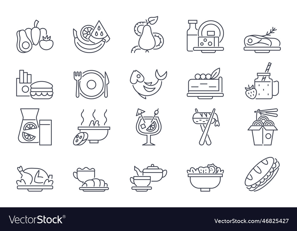 Black and white food icons Royalty Free Vector Image Black and white food icons Royalty Free Vector Image