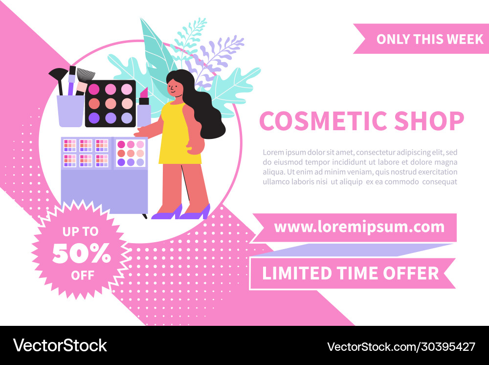 Cosmetic offer discount banner Royalty Free Vector Image