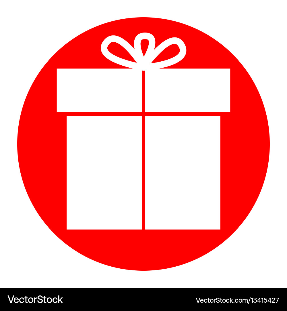 Gift sign white icon in red circle on Royalty Free Vector