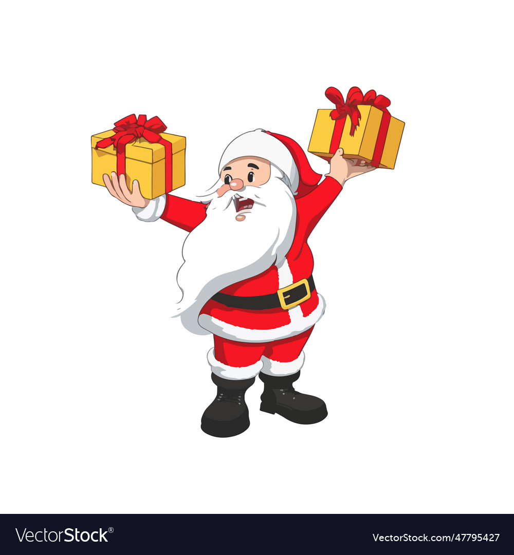 Happy santa holding gift box Royalty Free Vector Image Happy santa holding gift box Royalty Free Vector Image