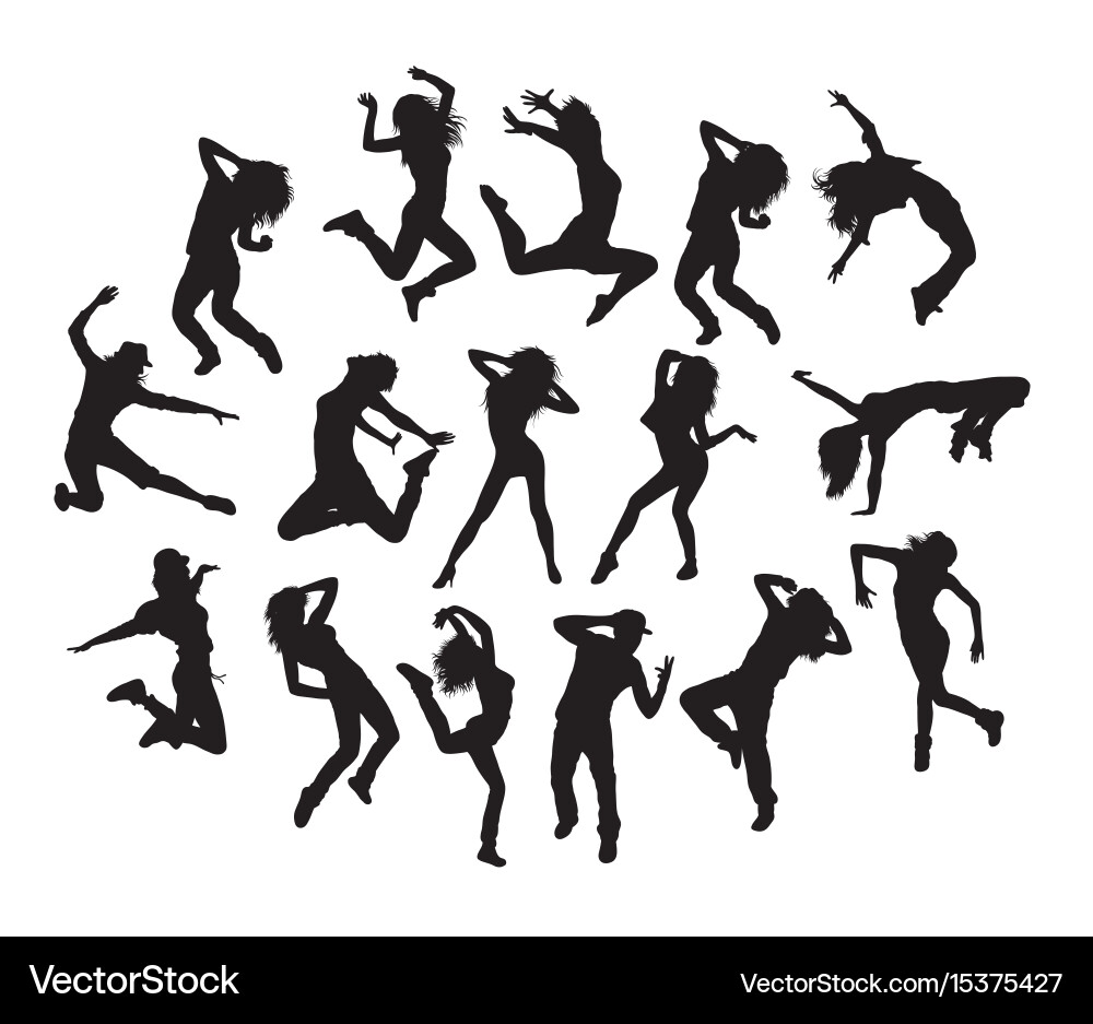 Hip hop jumping silhouettes Royalty Free Vector Image