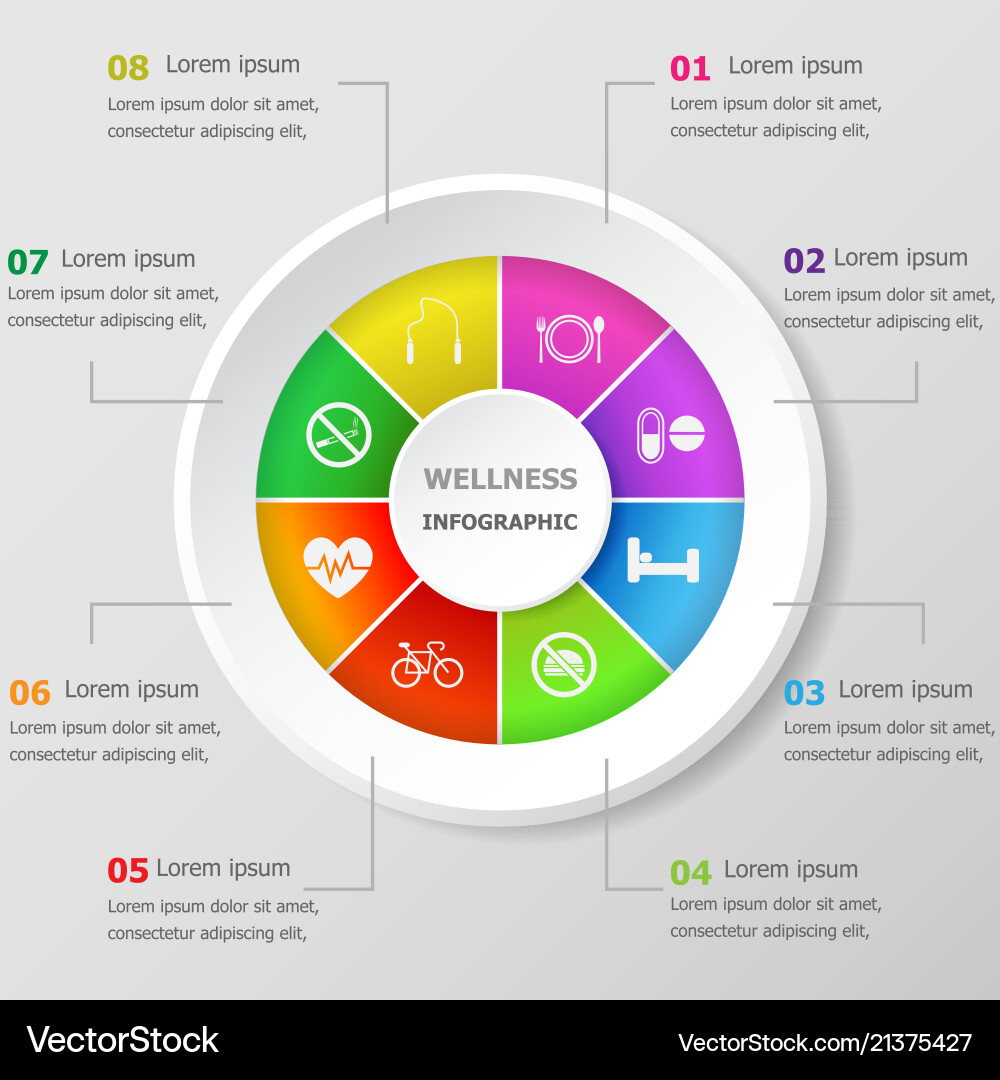 Infographic design template with wellness icons Vector Image