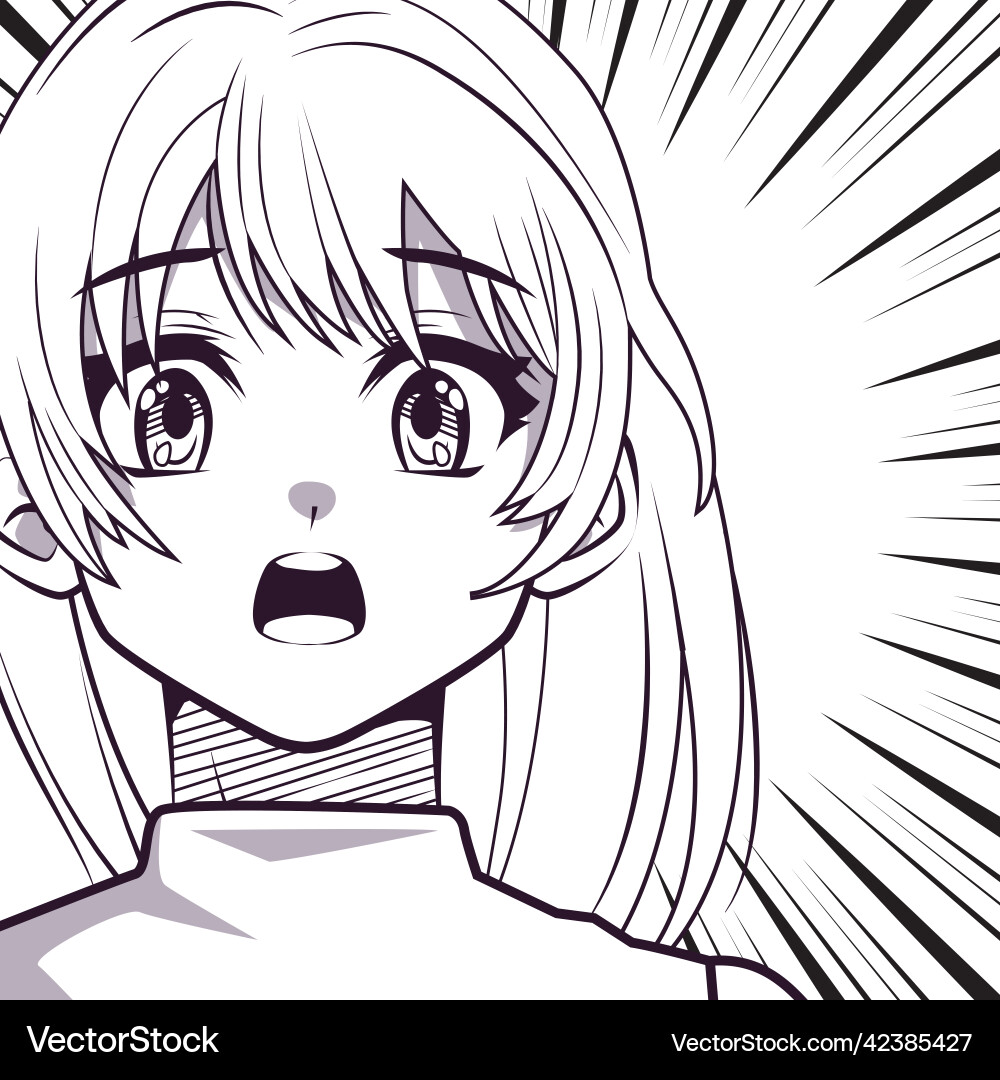 Terrified girl anime character Royalty Free Vector Image