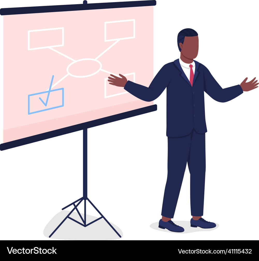 African american man instructing near projector Vector Image