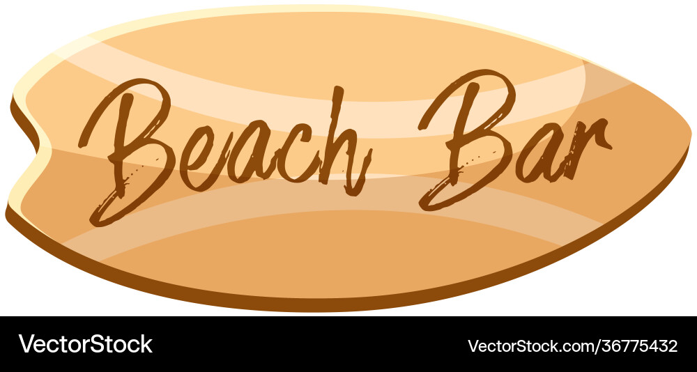 Beach bar inscription on sign in shape Royalty Free Vector