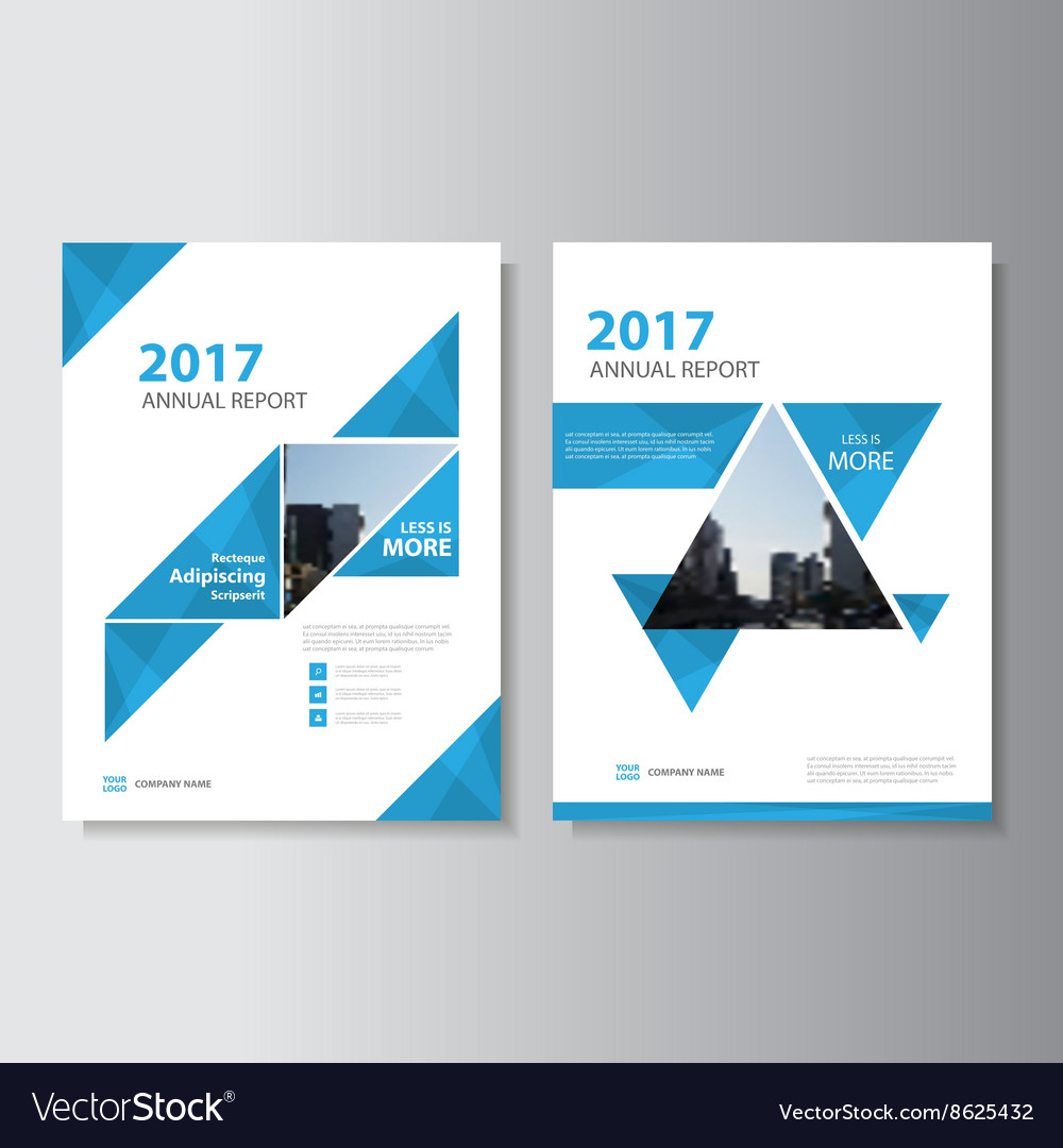 Blue Triangle Annual Report Leaflet Brochure Set Vector Image