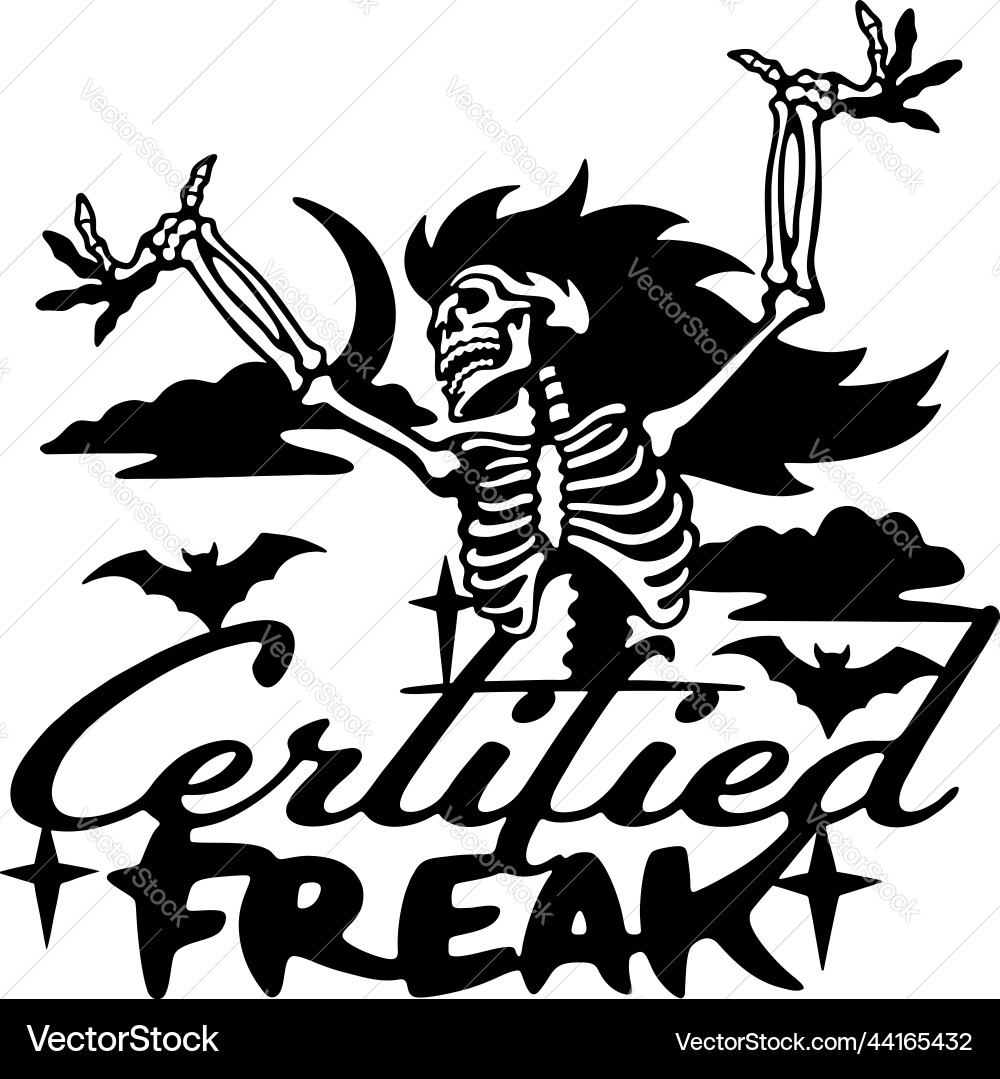 Certified freak funny skull - halloween Royalty Free Vector