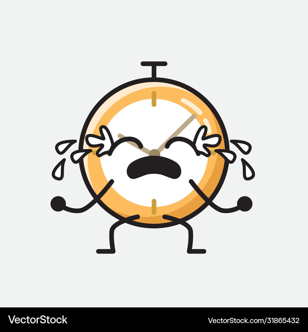 Cute clock mascot character in flat design style Vector Image