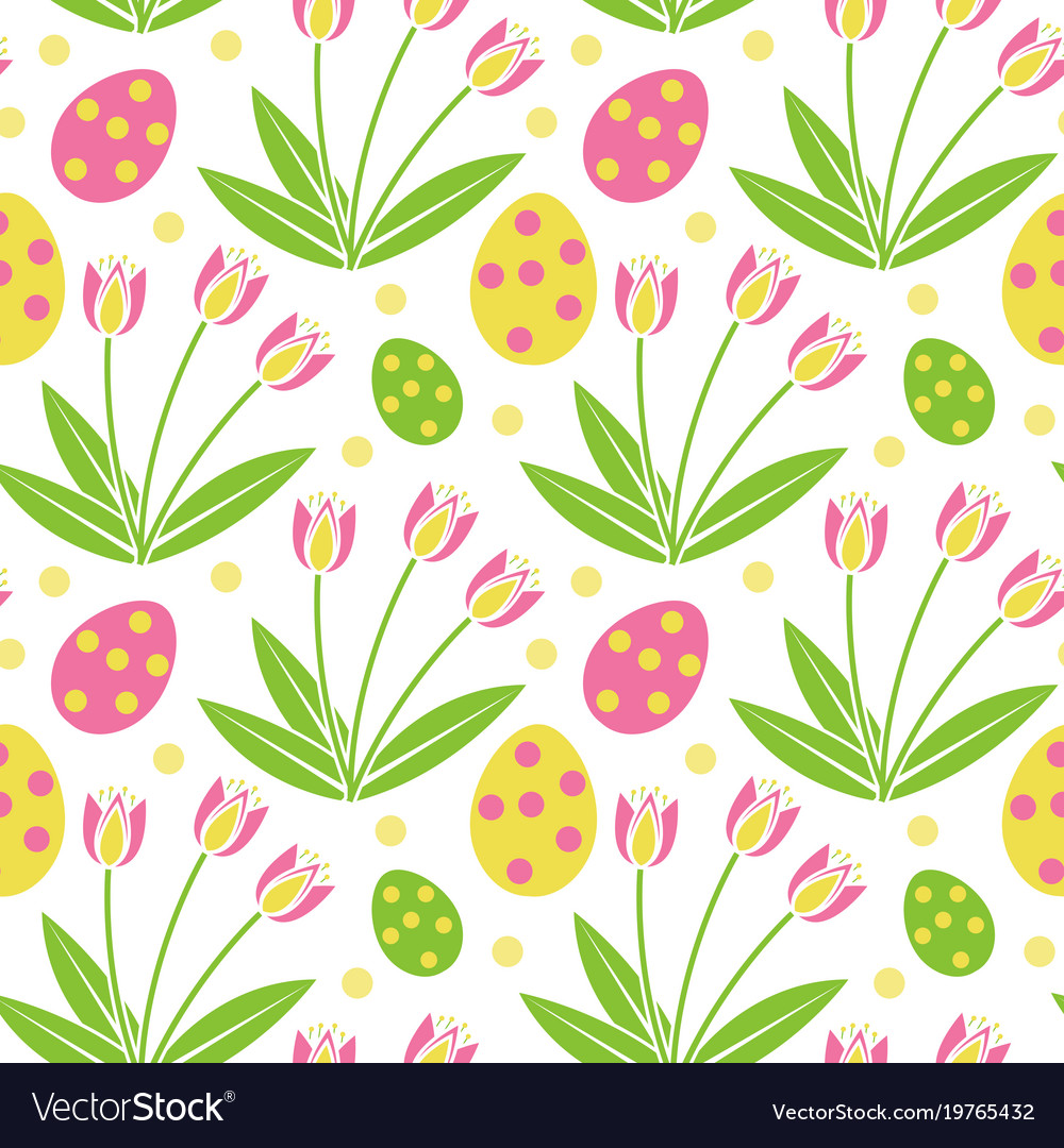 Cute easter seamless pattern spring repeating Vector Image