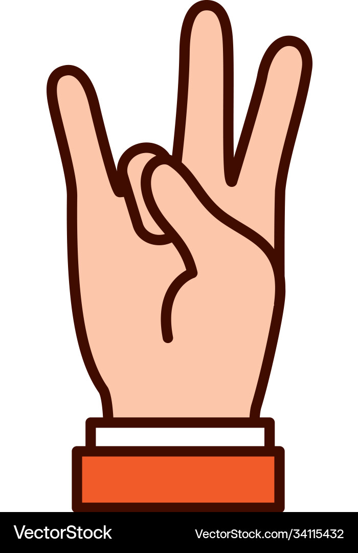 Hand gesture showing letter u on sign language Vector Image