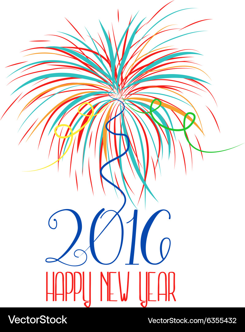 Happy new year fireworks 2016 holiday background Vector Image