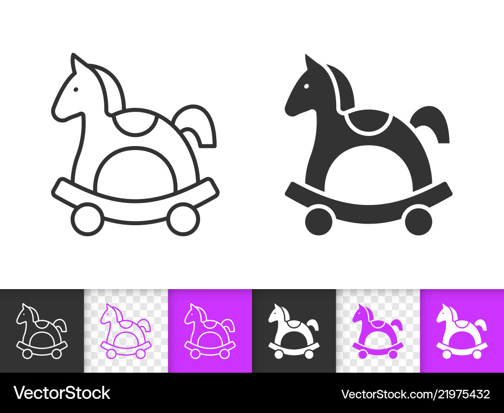 Horse rocking simple black line icon Royalty Free Vector