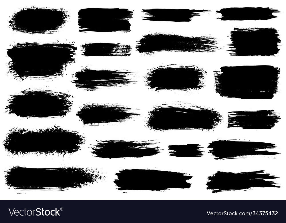 Paint brush black ink grunge brush strokes Vector Image